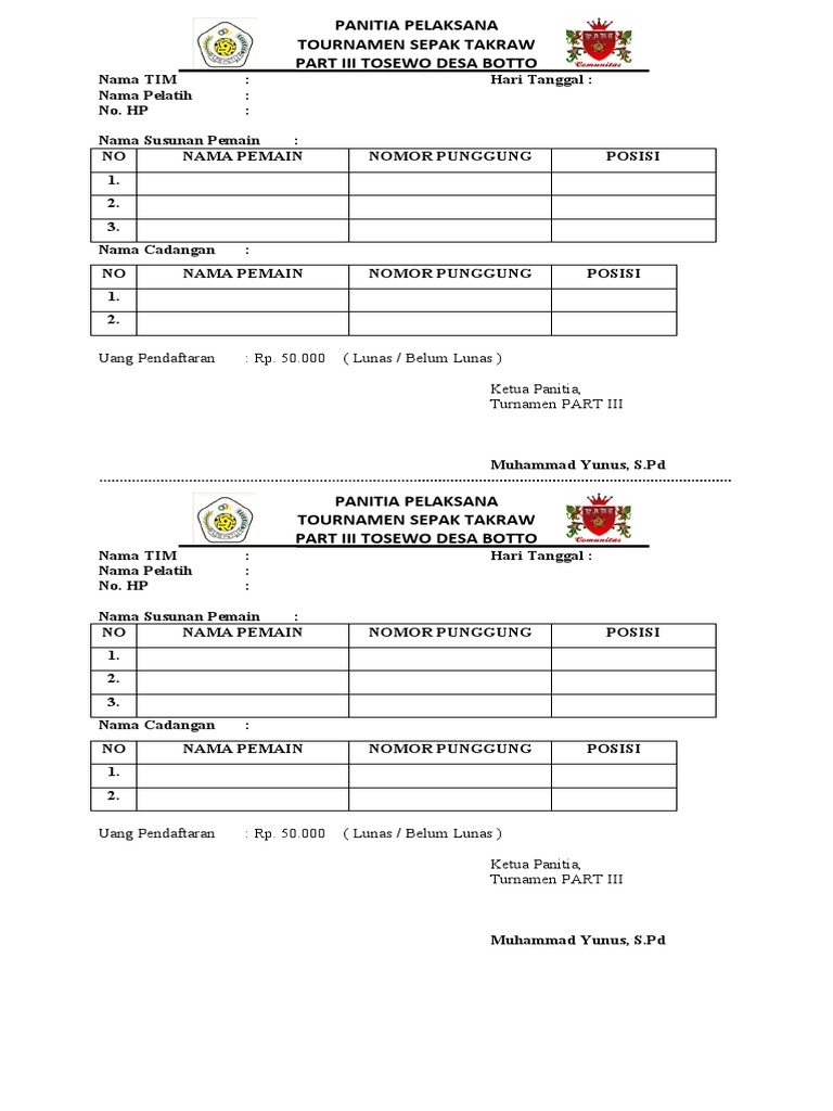 Panitia Pelaksana Takraw | PDF