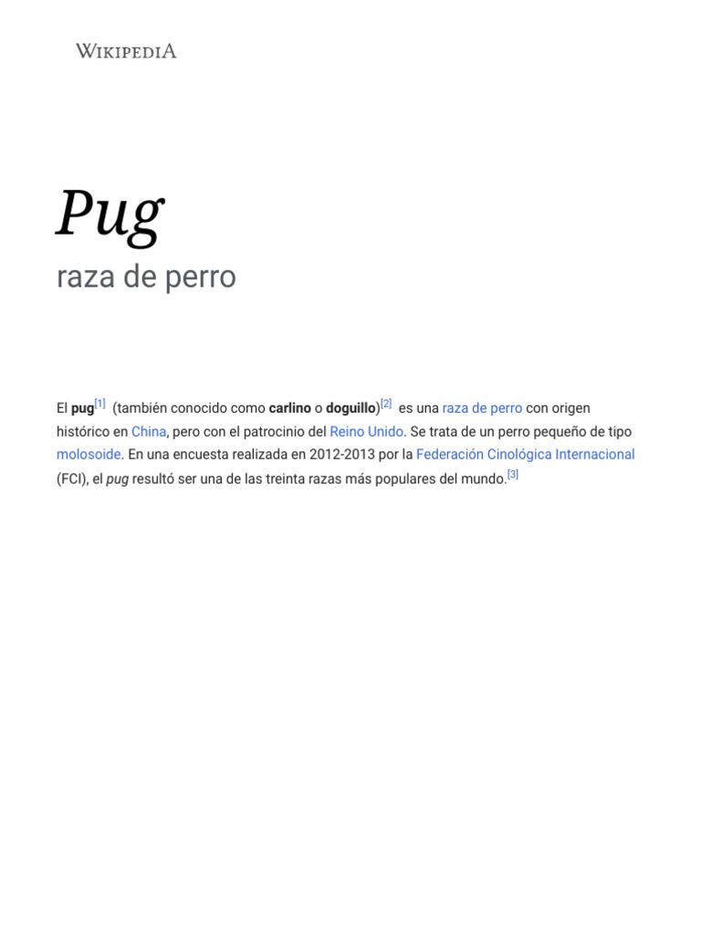 Pug - Wikipedia, La Enciclopedia Libre | PDF | Animales domesticados ...