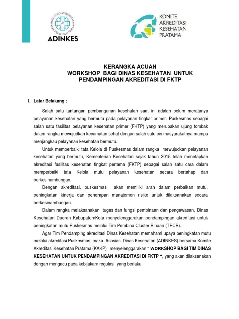 Tor - Workshop Pendamping Dinkes | PDF