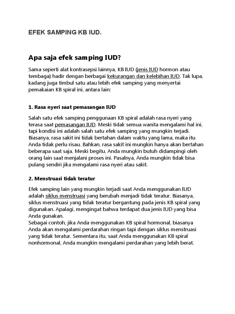 Efek Samping KB Iud | PDF