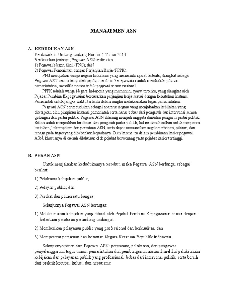 Resume Course Manajemen Asn | PDF