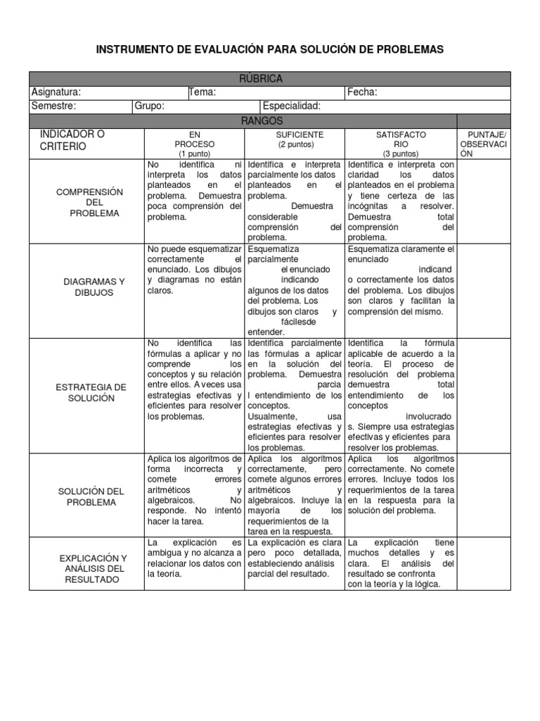 Rubrica de Problemario | PDF | Matemáticas | Algoritmos