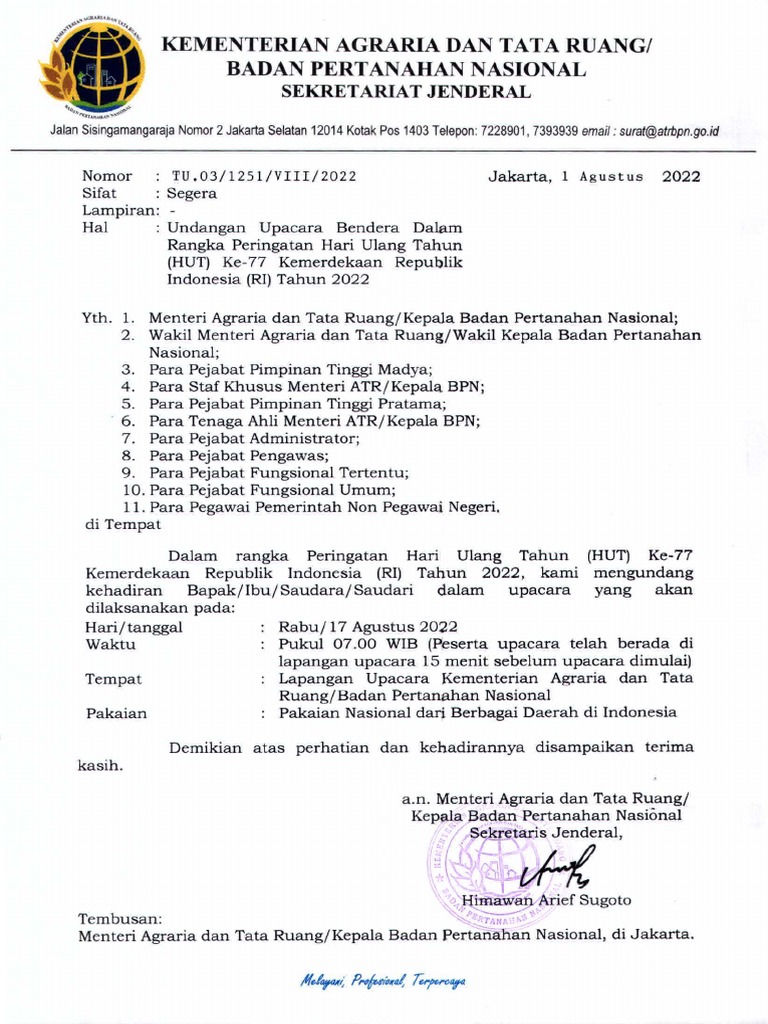 Undangan Upacara Hut Ri Ke 77 Pusat Pdf