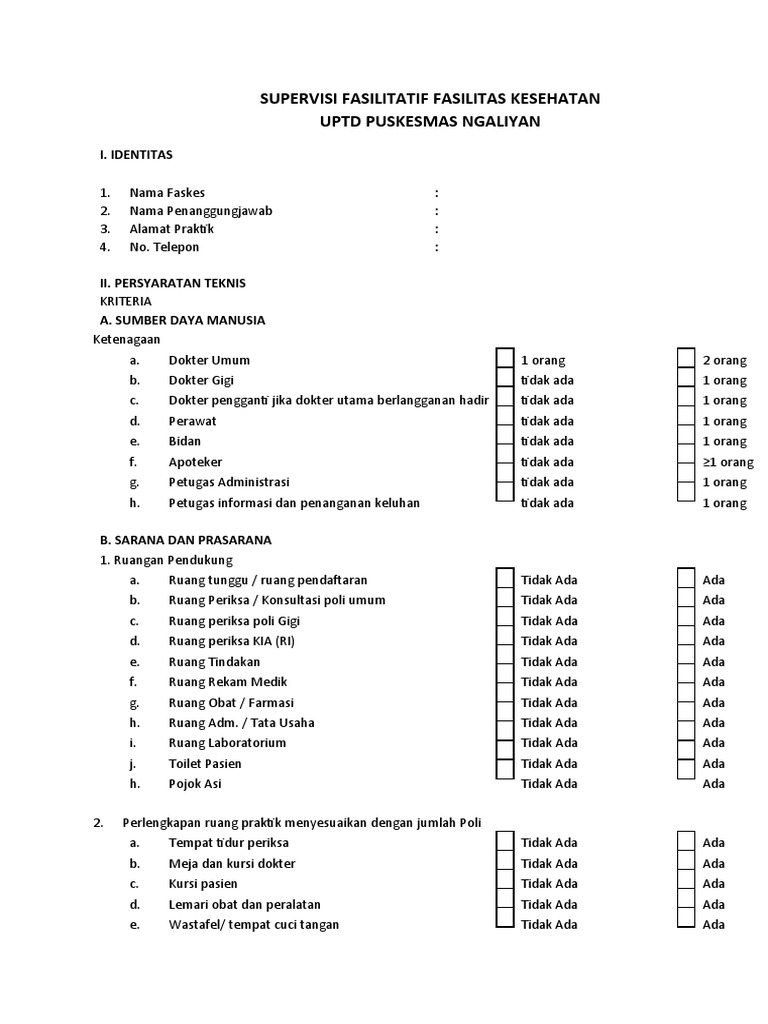 1.2.3.1 Form Supervisi Fasilitatif | PDF