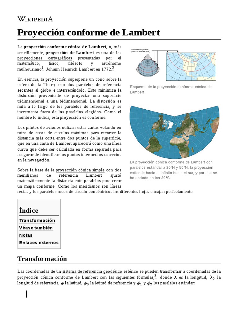 Proyección Conforme de Lambert | PDF | Cartografía | Geometría analítica