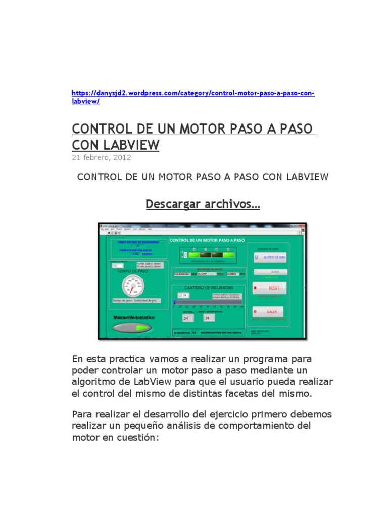 Control de Motor Paso a Paso con LabVIEW | PDF | Ingeniería Informática ...