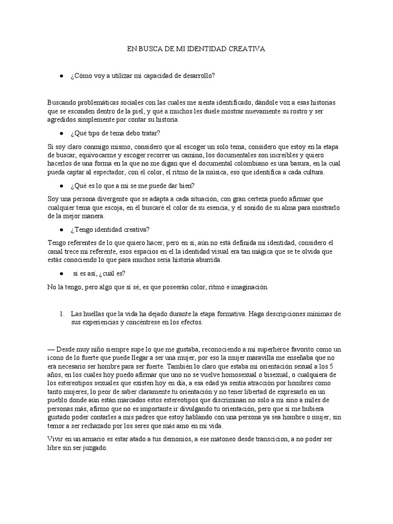 CAP 3 en Busca de La Identidad Creativa DANIEL ALFONSO | PDF | Bisexualidad