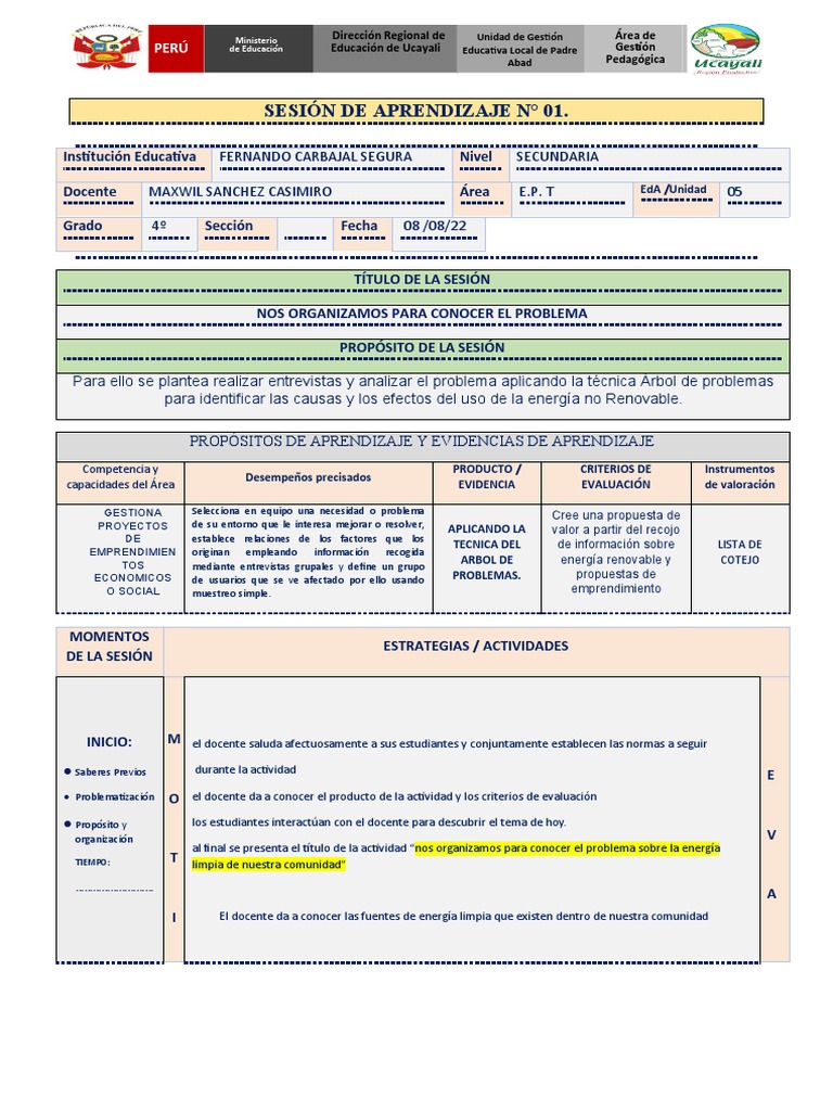 Sesion de Ept Mary Esther | PDF | Evaluación | Aprendizaje