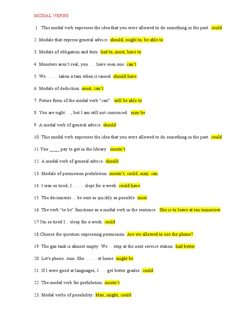 Modal Verbs and Conditionals Guide | PDF | Verb | Linguistics