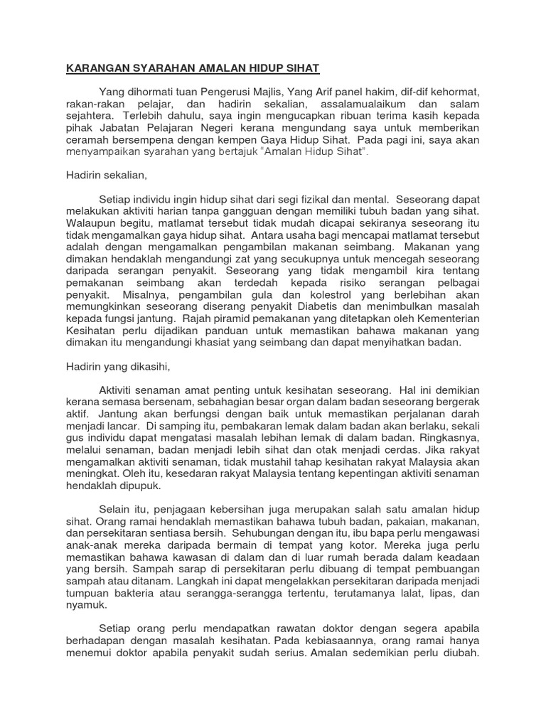 Contoh Karangan Syarahan | PDF