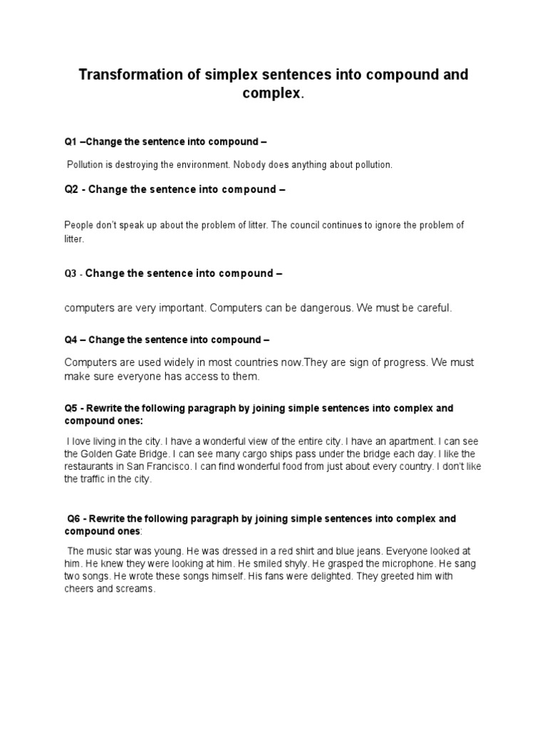 Change Simple Paragraphs Into Complex | PDF