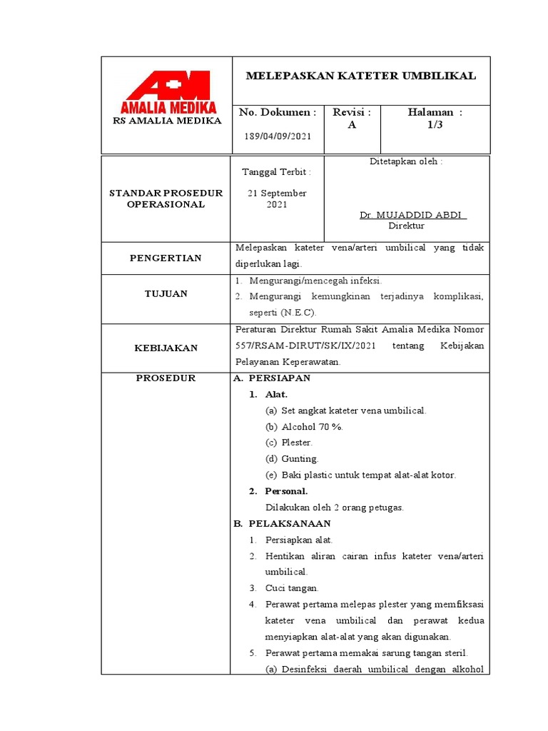 Spo Melepas Kateter Umbilikal | PDF | Griya & Taman | Sains & Matematika