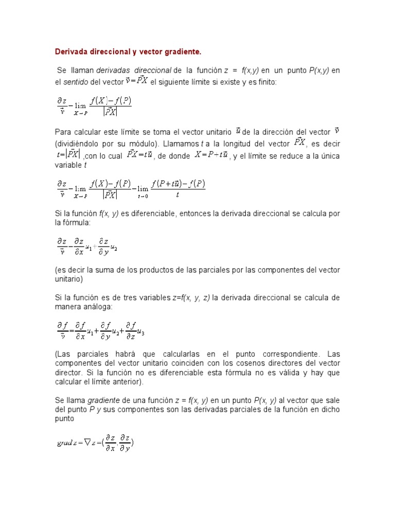 Derivada Direccional y Vector Gradiente | PDF | Degradado | Derivado