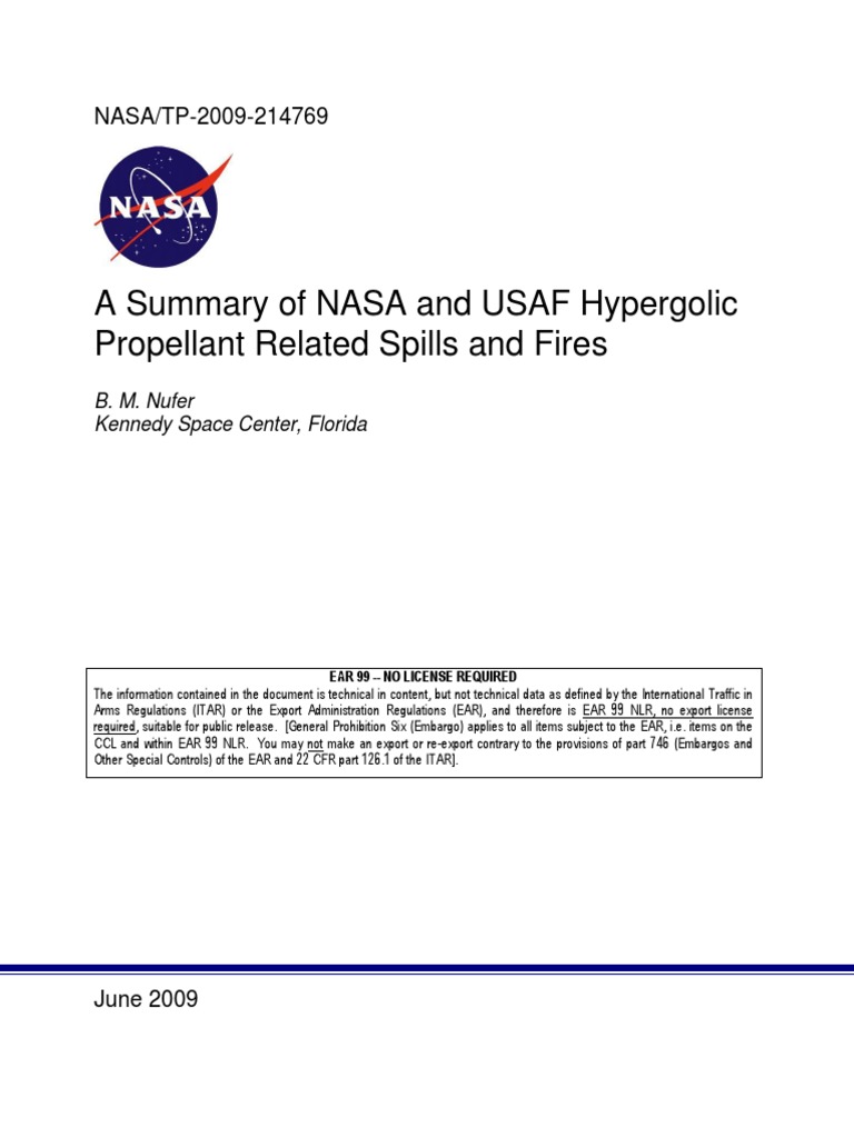 Hypergolic Propellant Incidents Summary | PDF | Nitrogen Dioxide ...