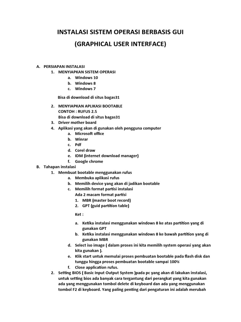 Instalasi Sistem Operasi Berbasis Gui | PDF | Komputer