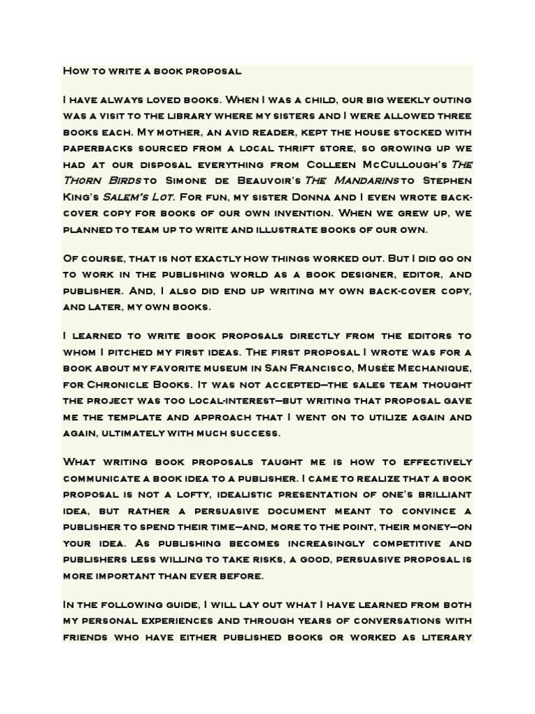 How To Write A Book Proposal | PDF | Books | Idea