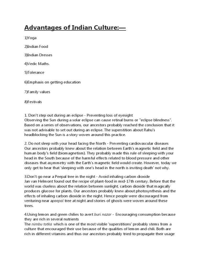 Advantages-Dis.. of Indian Culture | Download Free PDF | Gender ...