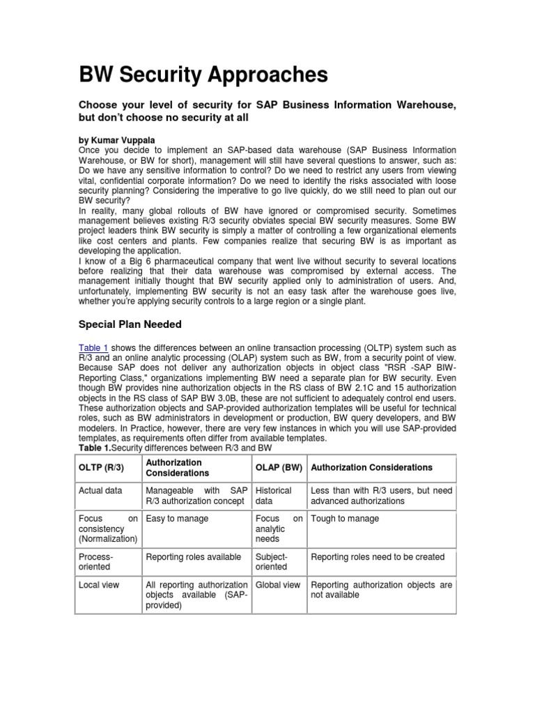 BW Security Approaches | PDF | Computer Security | Security