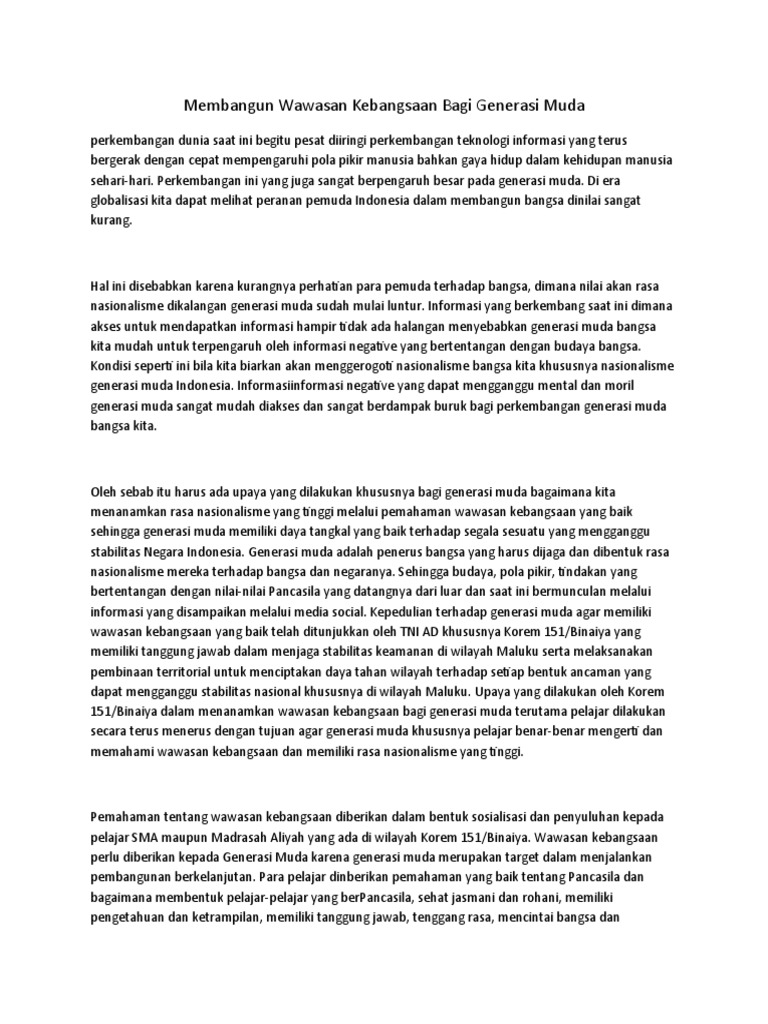 Membangun Wawasan Kebangsaan Bagi Generasi Muda | PDF