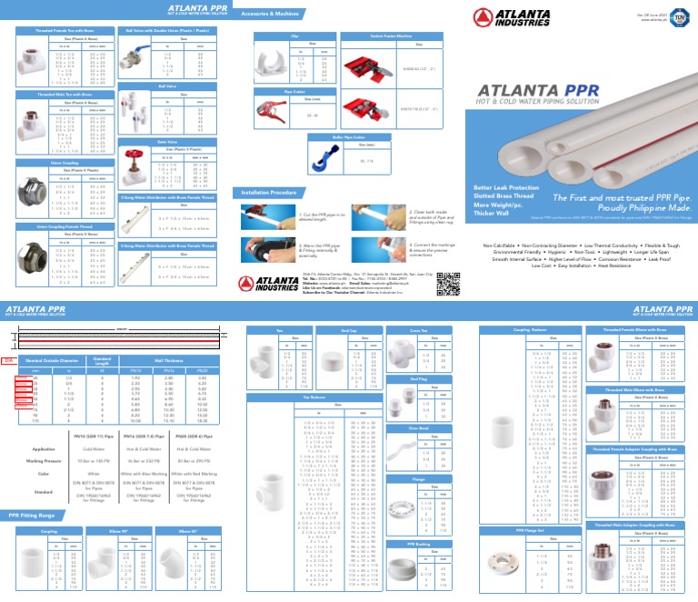 Atlanta PVC & PPR Pipe Catalogue | PDF | Pipe (Fluid Conveyance ...