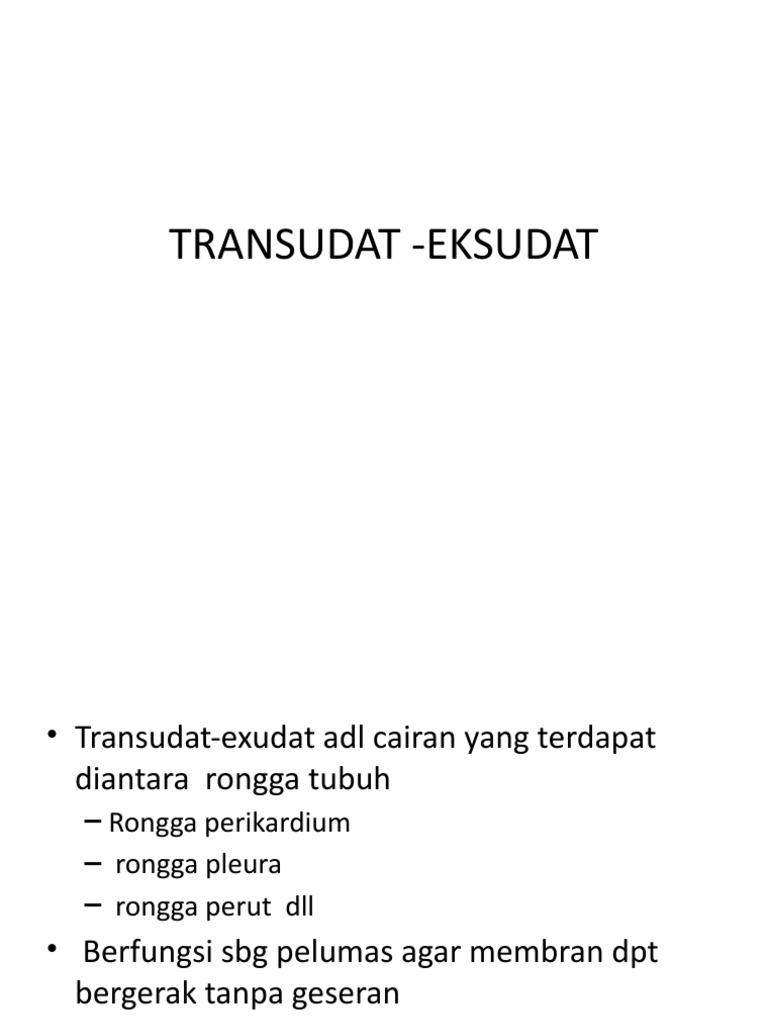 Perbedaan Transudat dan Exudat dalam Cairan Tubuh | PDF | Memasak ...