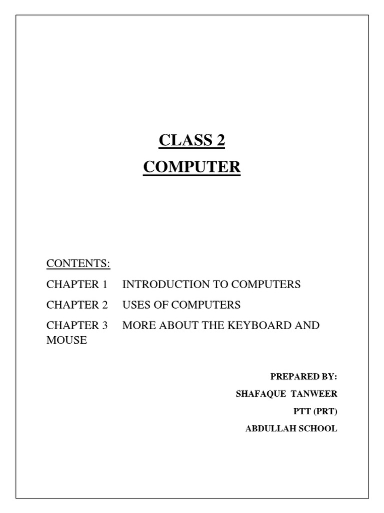 Class 2 Computer | PDF | Cursor (User Interface) | Computer Keyboard