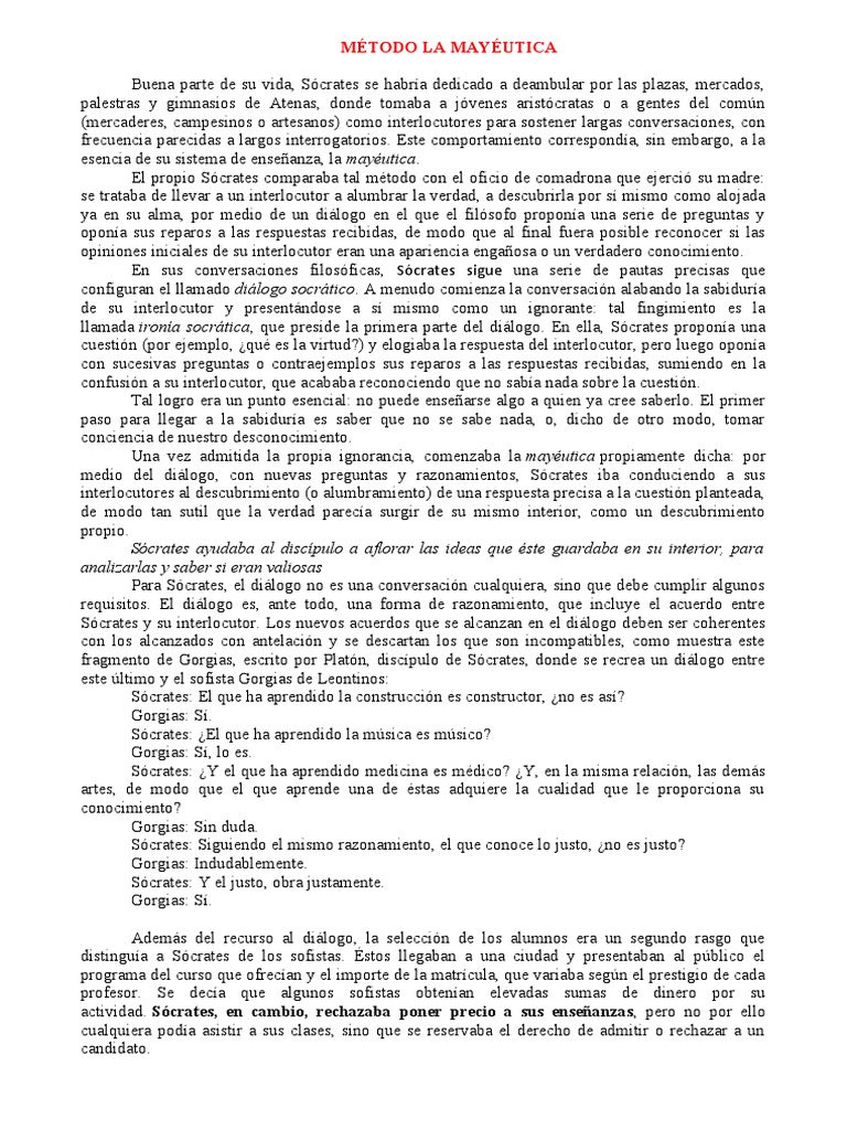 Método La Mayéutica | PDF | Sócrates | Diálogo