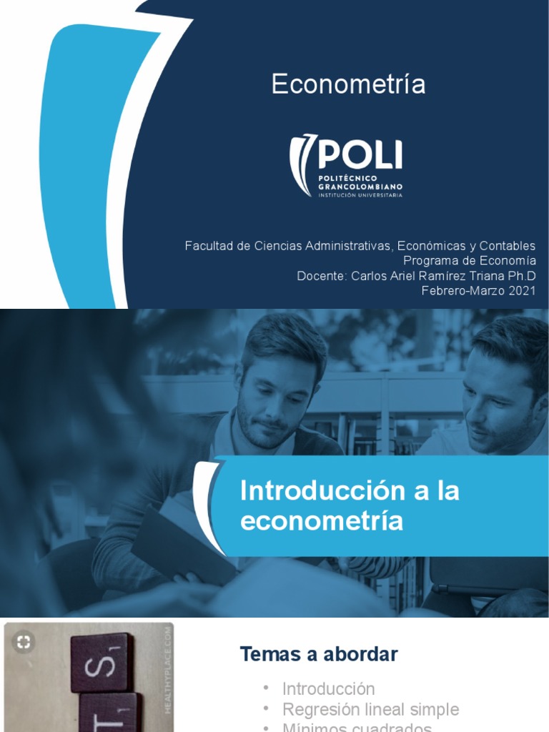 Econometría Sesión 1 | Descargar gratis PDF | Econometría | Análisis de regresión