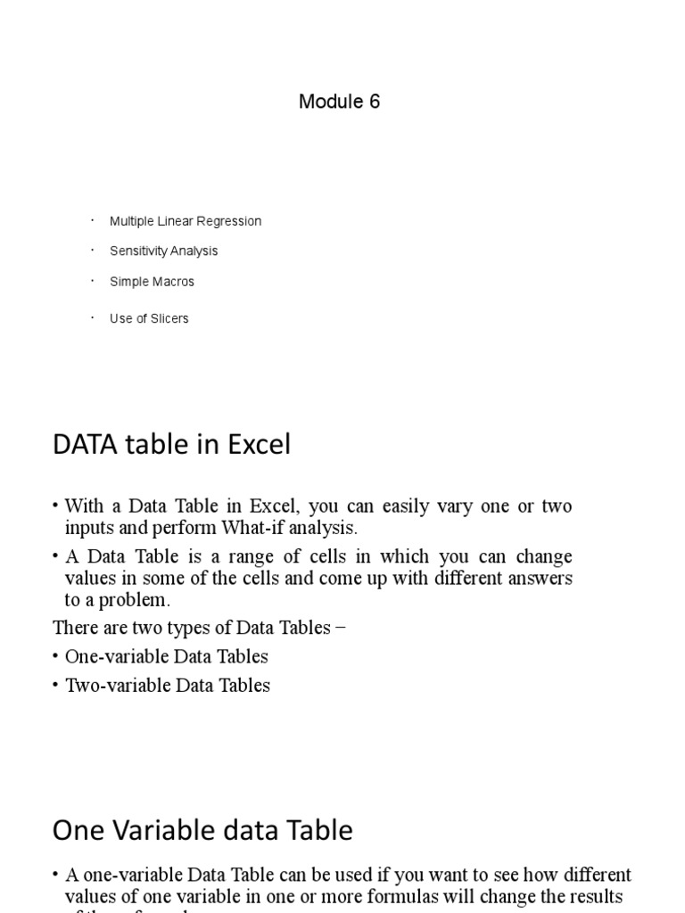 Module 6 - Excel | Download Free PDF | Regression Analysis | Dependent ...