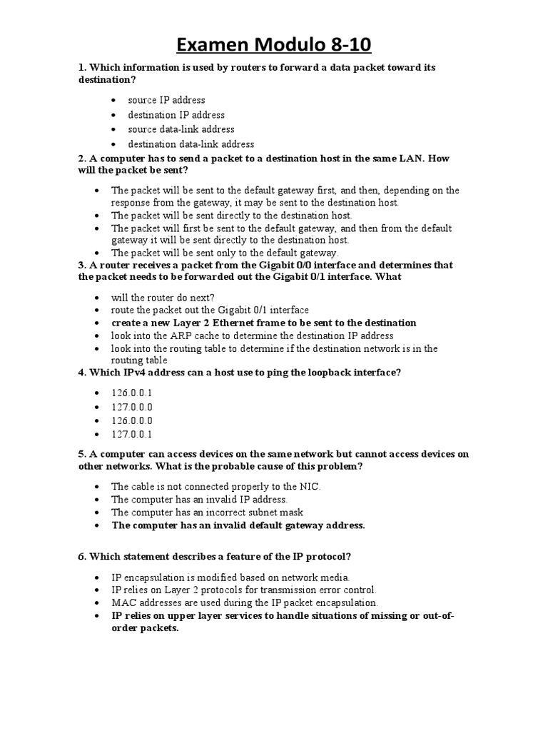 Examen 8-10 | Download Free PDF | Internet Protocol Suite | Computer ...