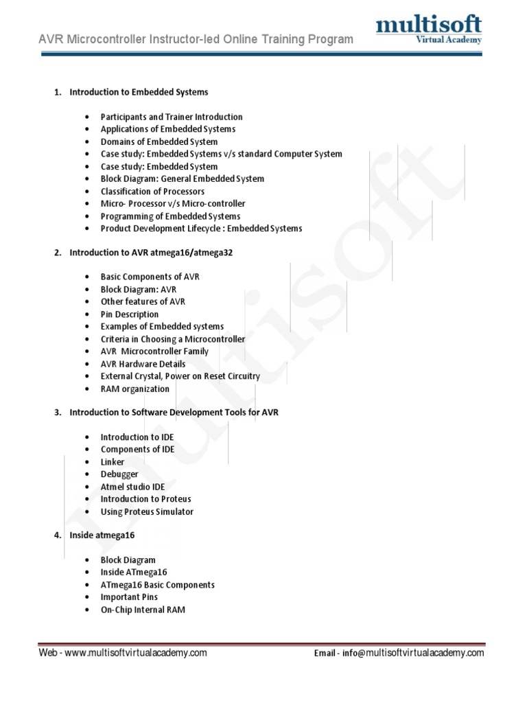 Avr Microcontroller Course Content | PDF | Microcontroller | Embedded System