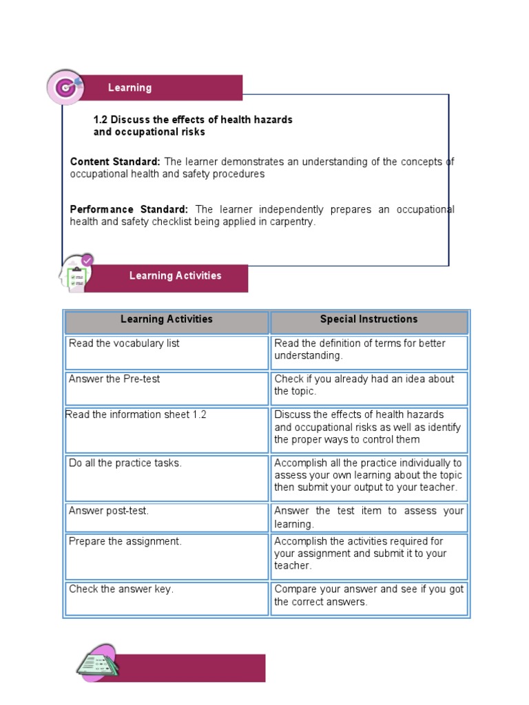 Carpentry 7&8 Quarter 4-Module 1.2 | PDF | Safety | Occupational Safety ...