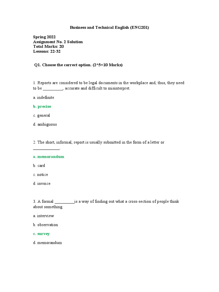 ENG 201 2nd Assignment Solution | PDF | Memorandum | Budget ENG 201 2nd Assignment Solution | PDF | Memorandum | Budget