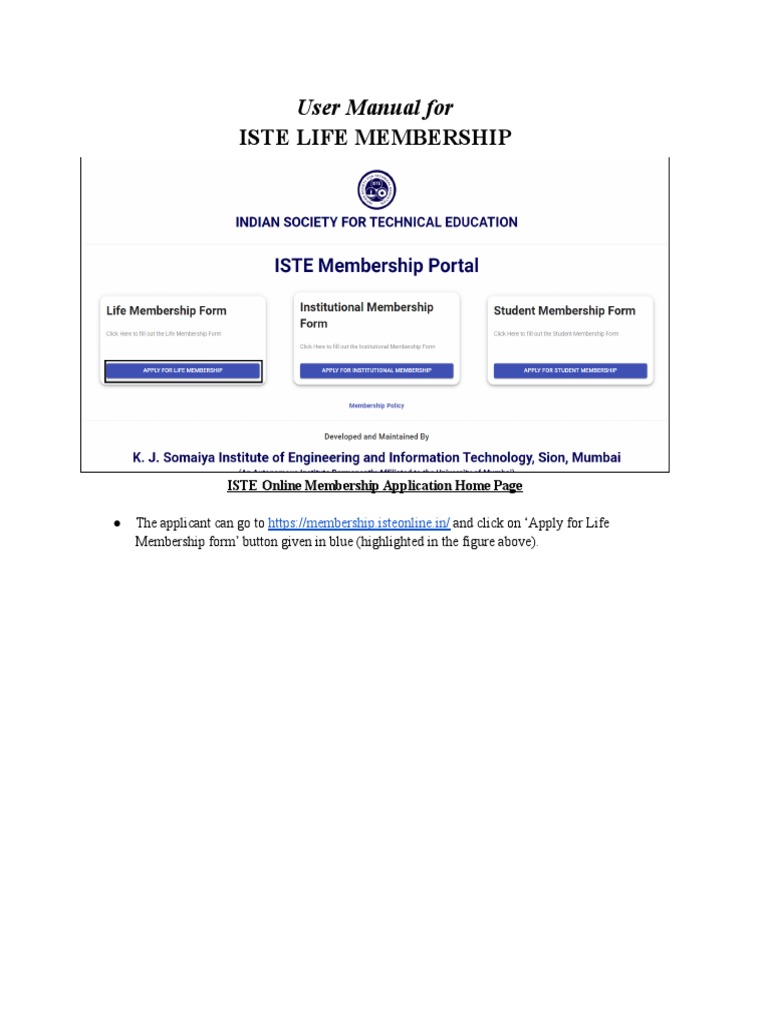 Iste Life Membership Manual | PDF