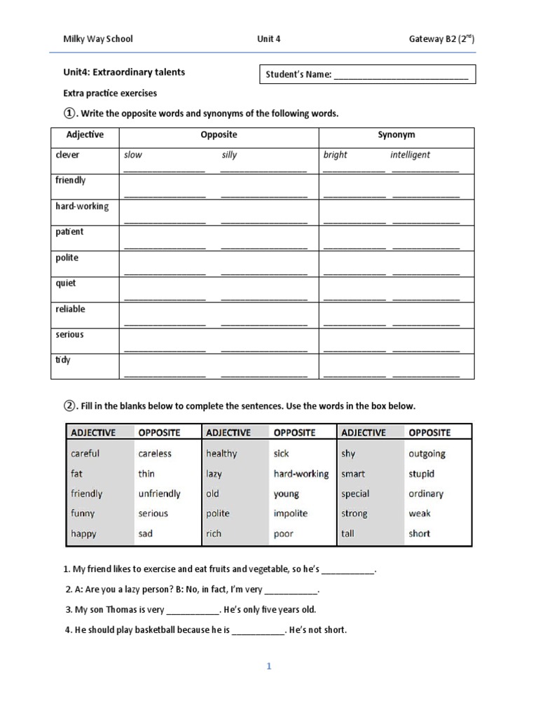Unit 4 Vocabulary - Parts of Body Exercise | PDF