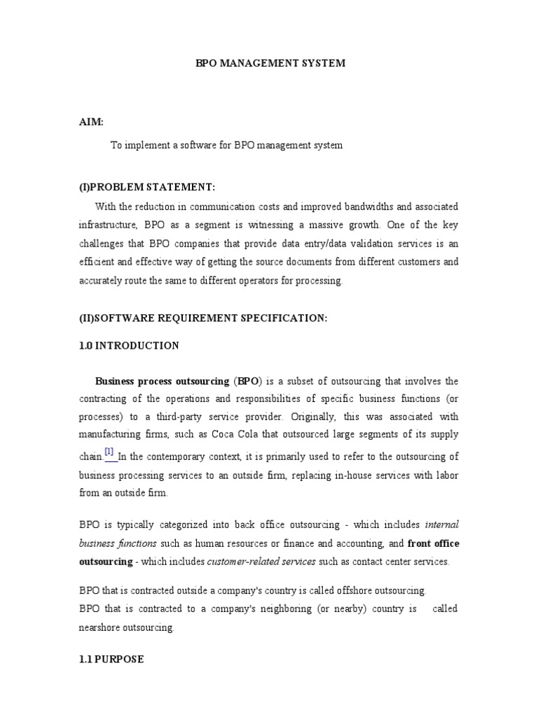 BPO Management System | PDF | Outsourcing | Unified Modeling Language