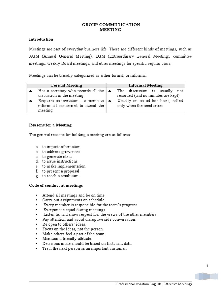 Proposer and Seconder Roles in Meetings | PDF | Specification ...
