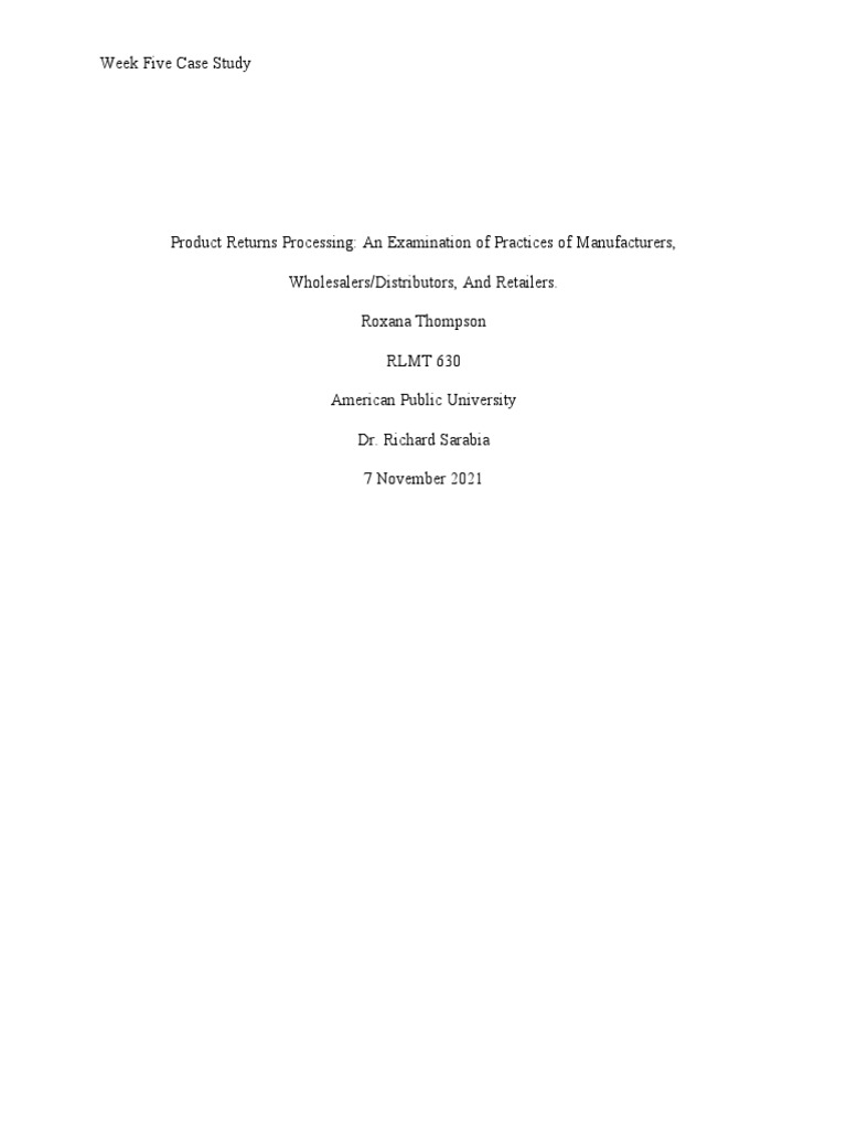 Ugcs3 v3 Project Attachments ThompsonR-RLMT630-Case-Study-2-3.27.22 | PDF | Logistics | Hypothesis
