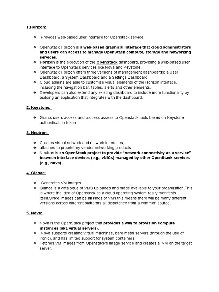Openstack Components | PDF | Open Stack | Cloud Computing