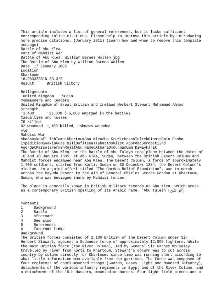 Battle of Abu Klea | Download Free PDF | 2nd Millennium Conflicts ...