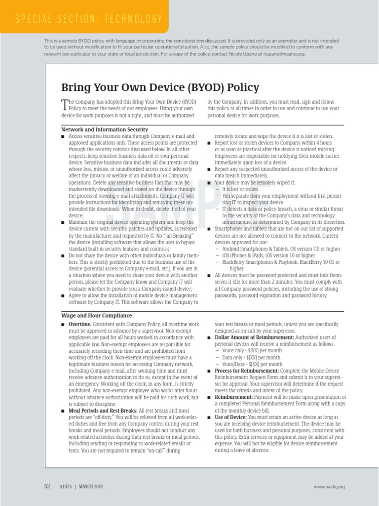 A Sample BYOD Policy: Bring Your Own Device Policy | PDF | Computer ...