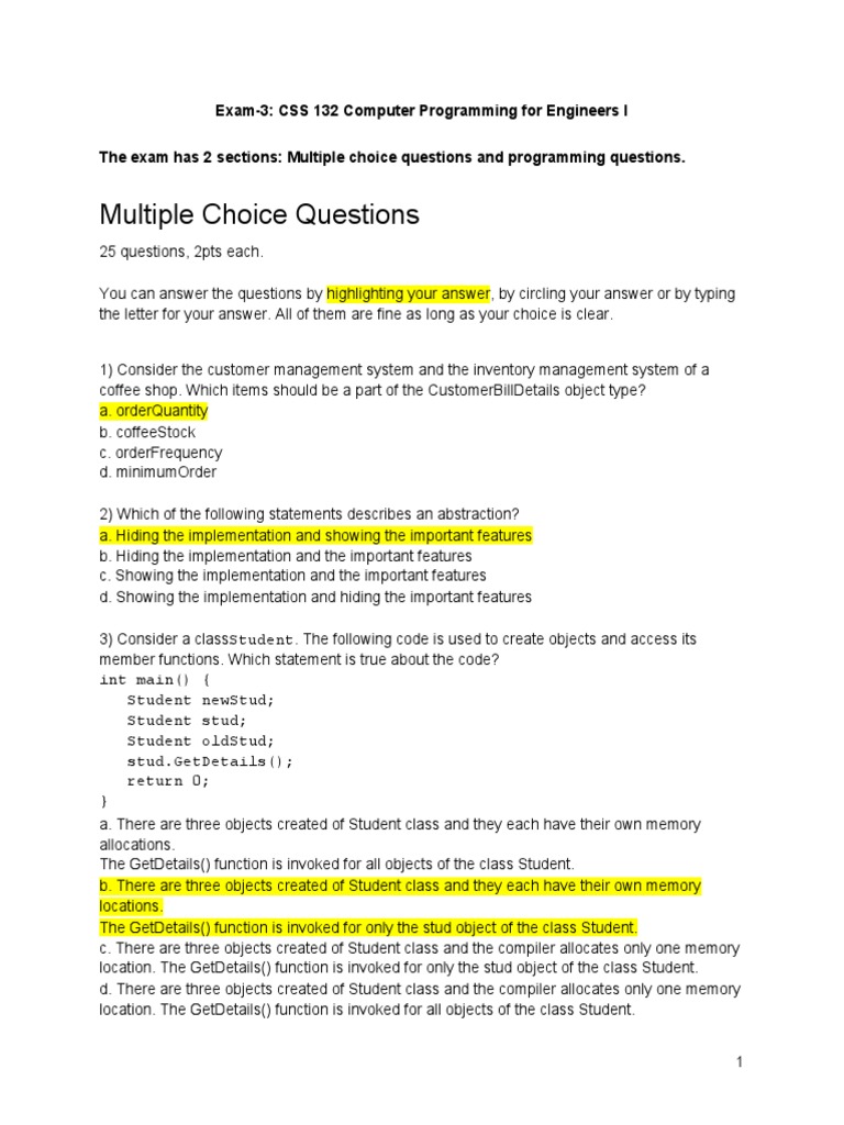 Exam-3 Solution | Download Free PDF | Class (Computer Programming ... Exam-3 Solution | Download Free PDF | Class (Computer Programming ...
