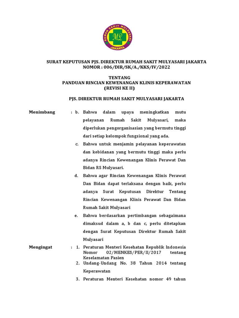 SK Penetapan RKK | PDF