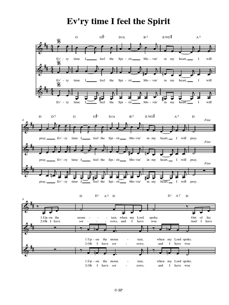 Ev'Ry Time I Feel The Spirit | PDF