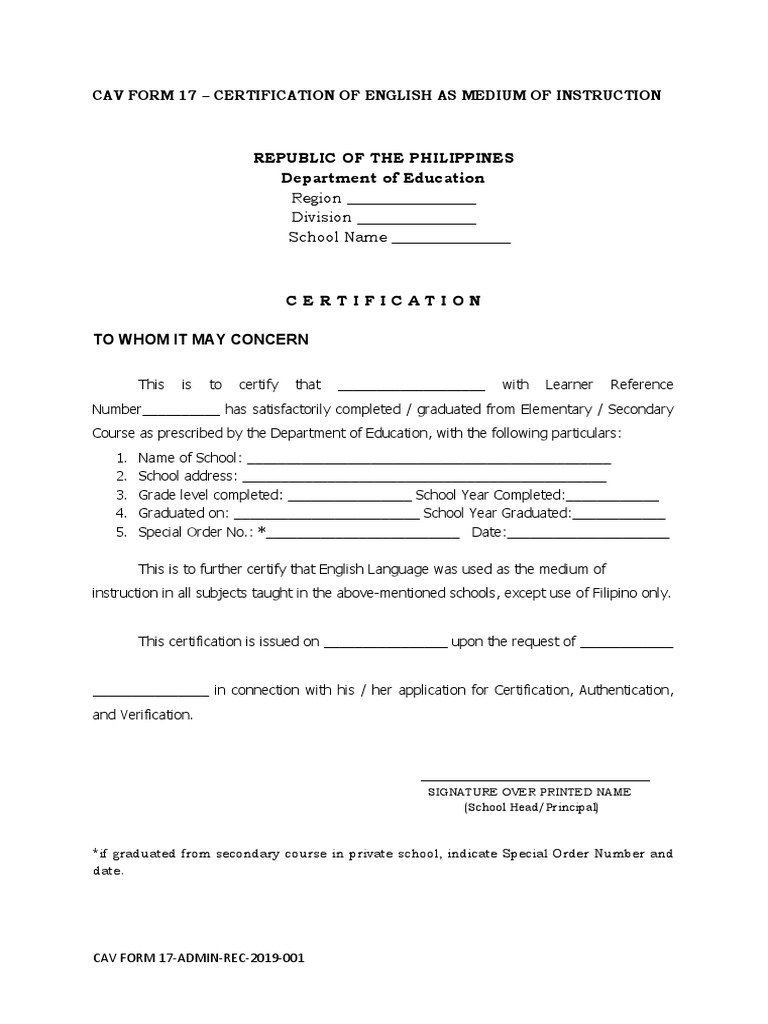 Cav Form 17 | PDF | Career & Growth