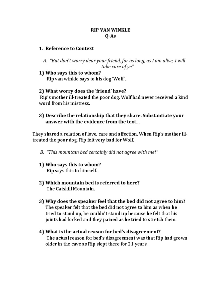 RIP VAN WINKLE | PDF | Rip Van Winkle