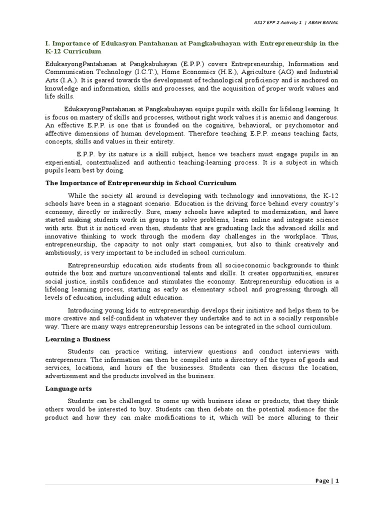 Epp 2 Act 1 | PDF | Constructivism (Philosophy Of Education) | Behaviorism