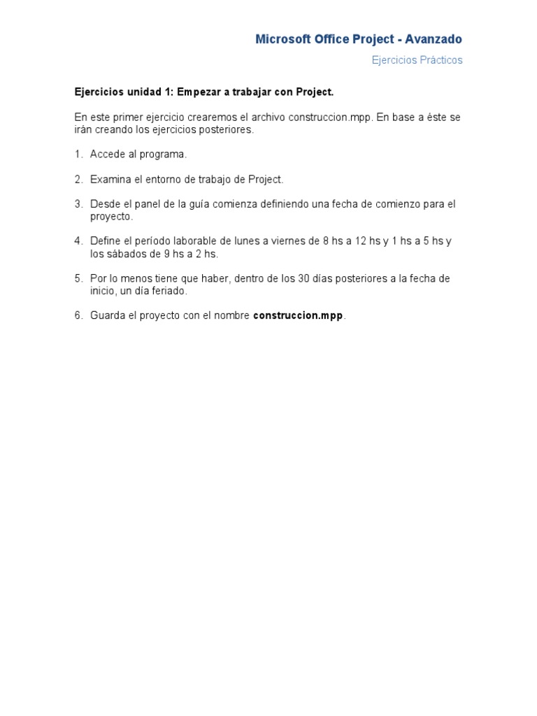 Ejercicios Avanzados en MS Project | PDF