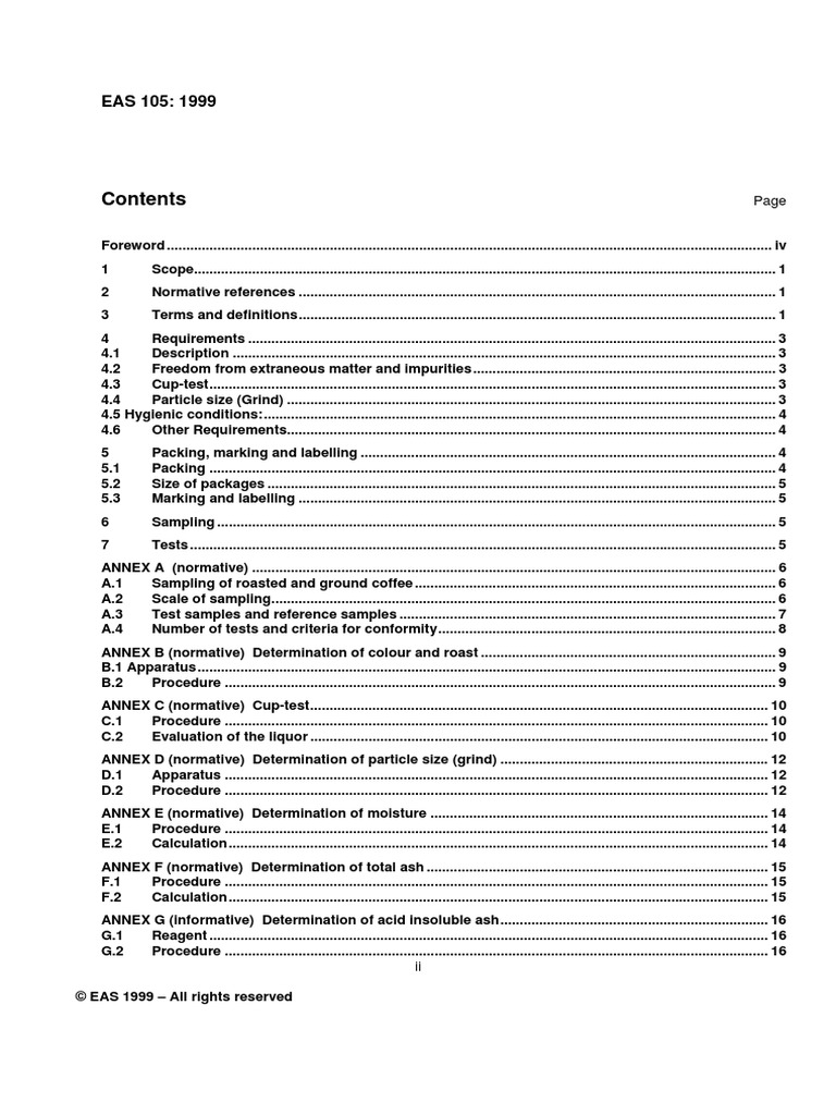 Coffee International Standards Pdf Taste Coffee
