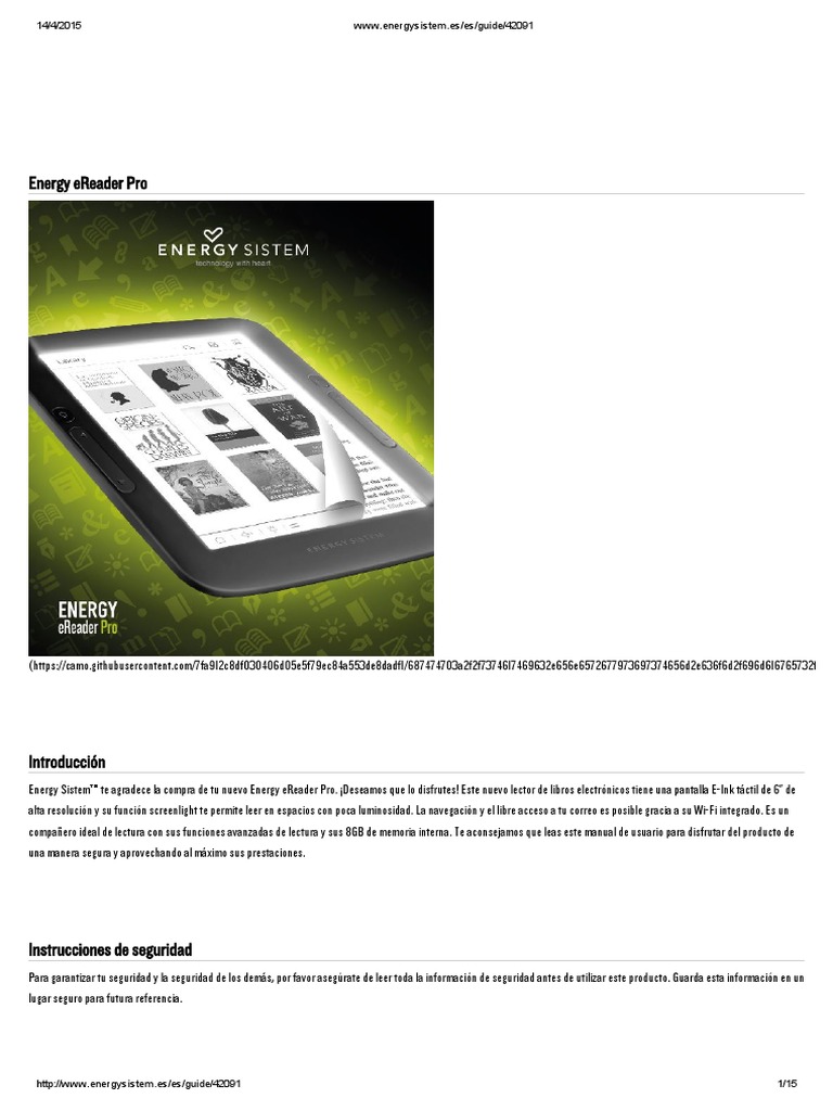 Manual Usuario Del Energy Ereader Pro | PDF | Wifi | E Reader